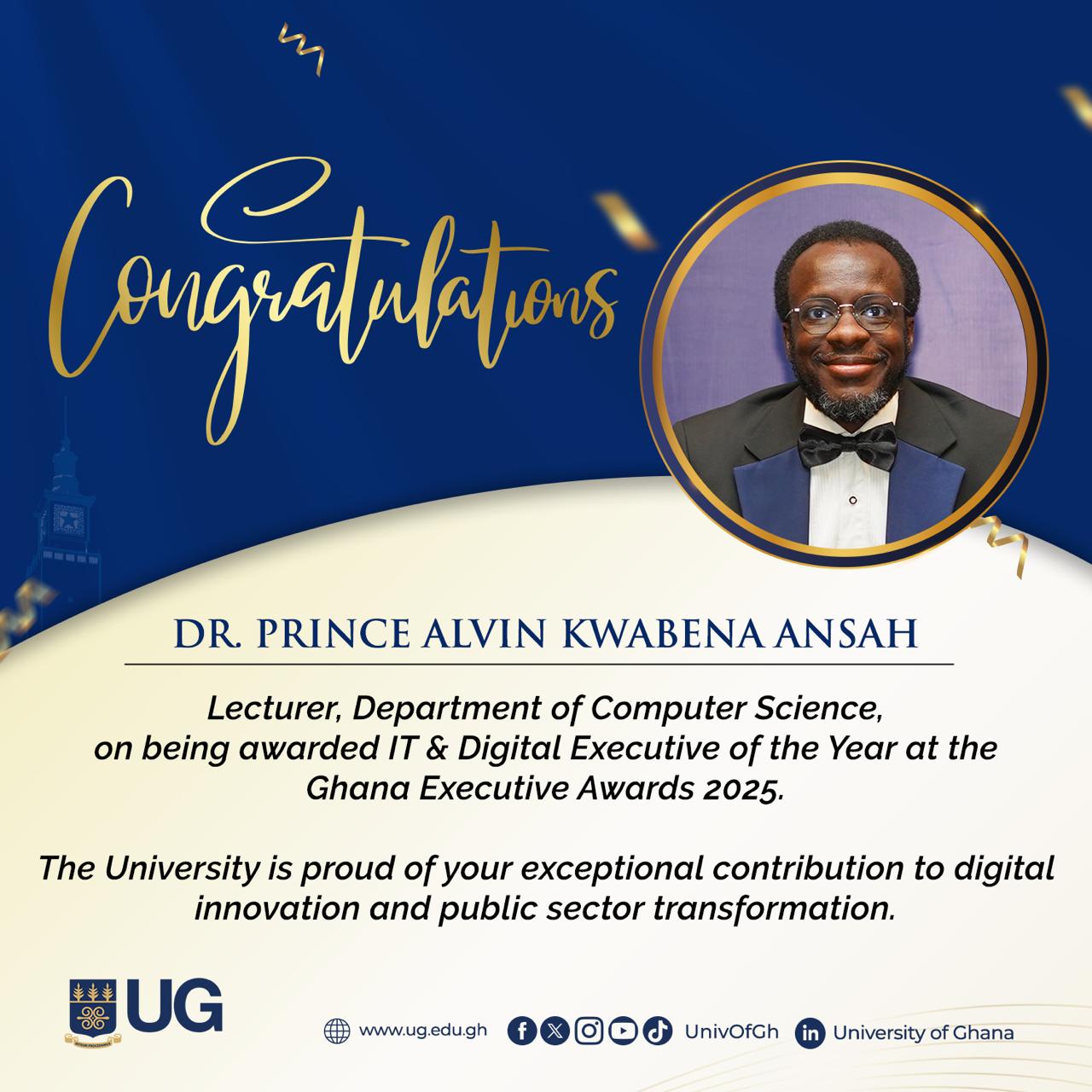 UG Computer Science Lecturer Dr. Ansah Named IT & Digital Executive of the Year | University of ...